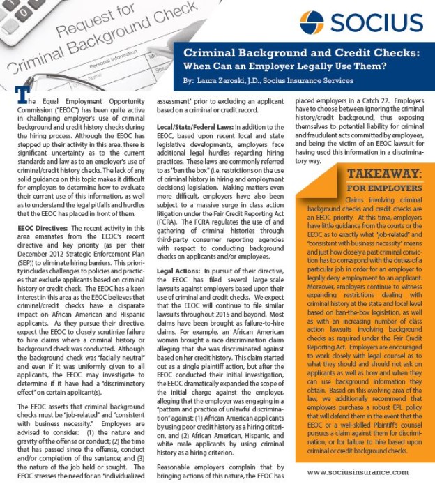 EEOC Challenges Background and Credit Checks | Parr Insurance Brokerage ...